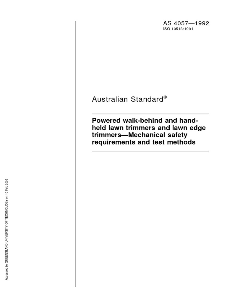 AS 4057;1992[ISO 10518;1991] - Powered walk-behind and hand held lawn ...