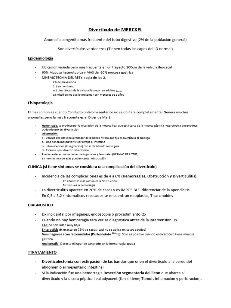 Diverticulo de MERCKEL | PDF | Sistema digestivo | Enfermedades digestivas
