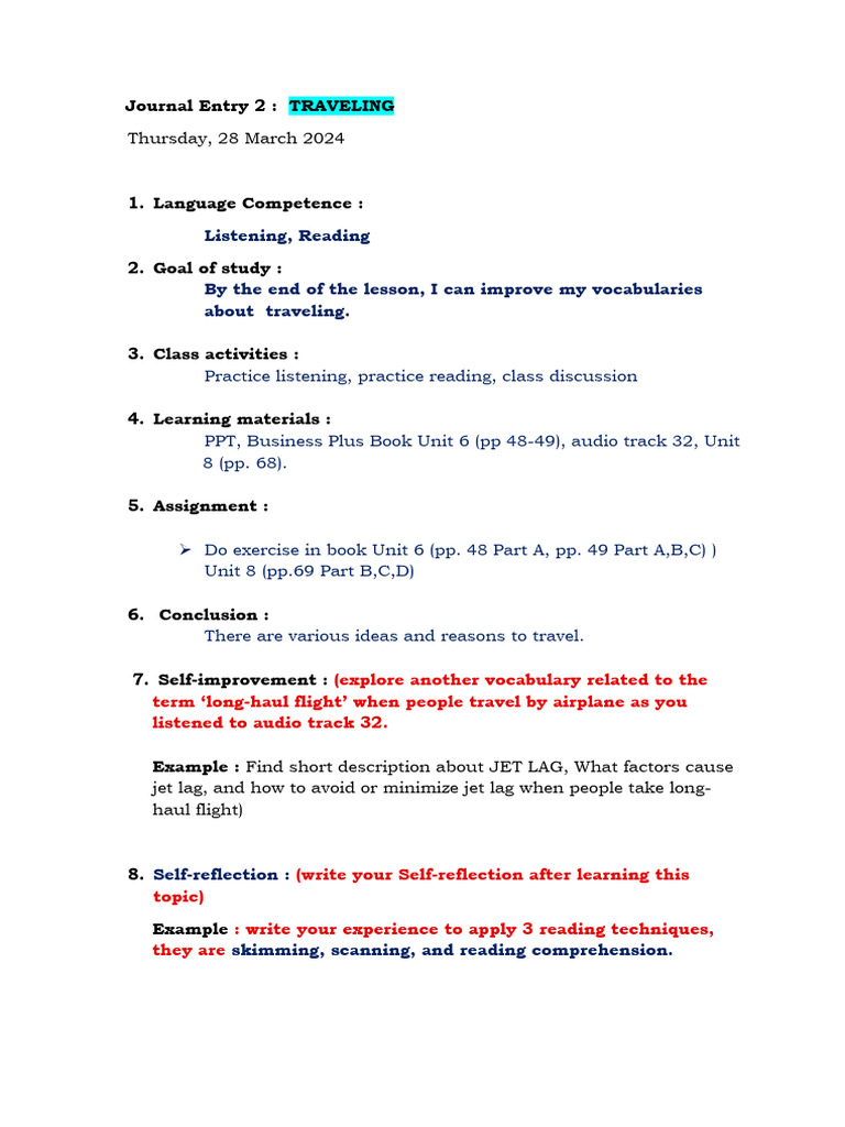 Enhancing Travel Vocabulary Skills | PDF