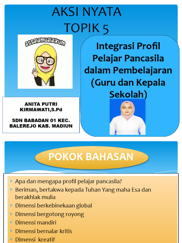 Aksi Nyata Topik 5 Integrasi PPP Dalam Pembelajaran (Guru Dan Kepala Sekolah) - Anita | PDF