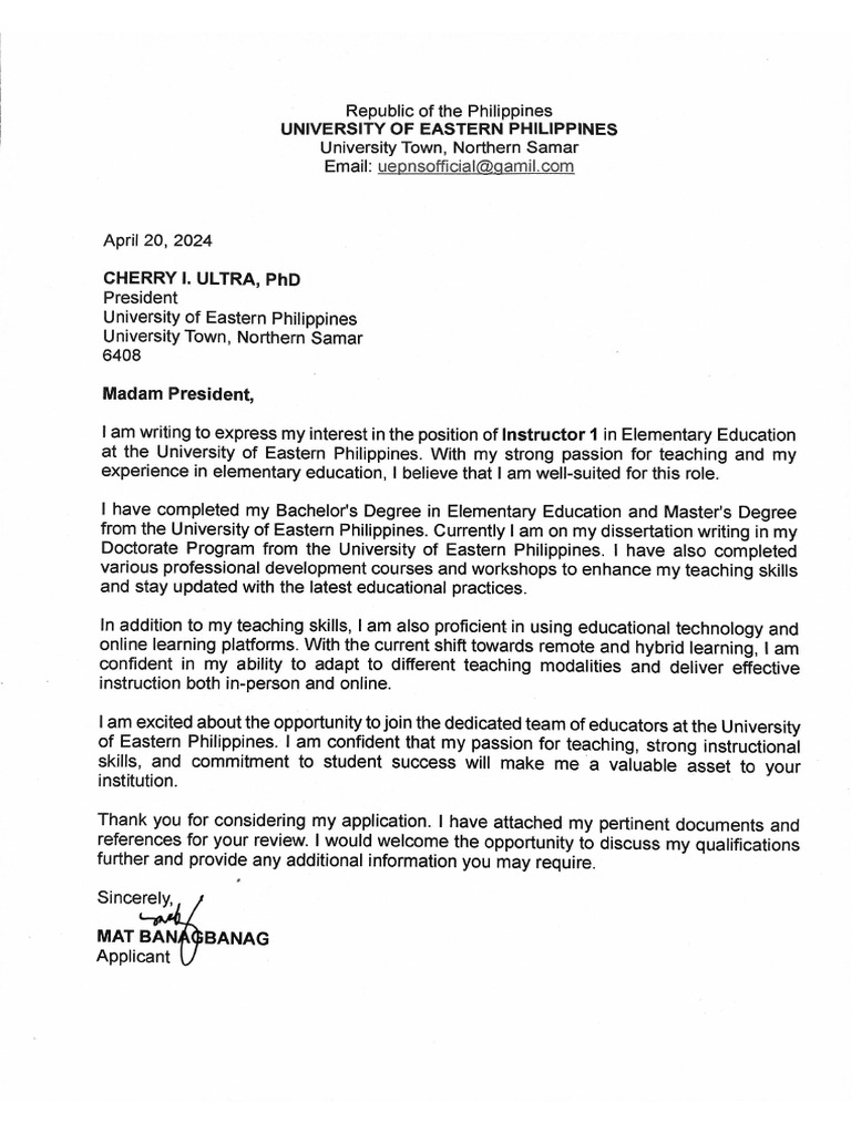 Application Letter | PDF