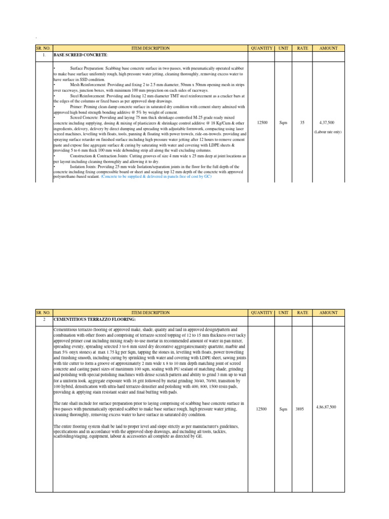 Terrazzo Flooring - Quotation - JBA | PDF | Concrete | Building Engineering