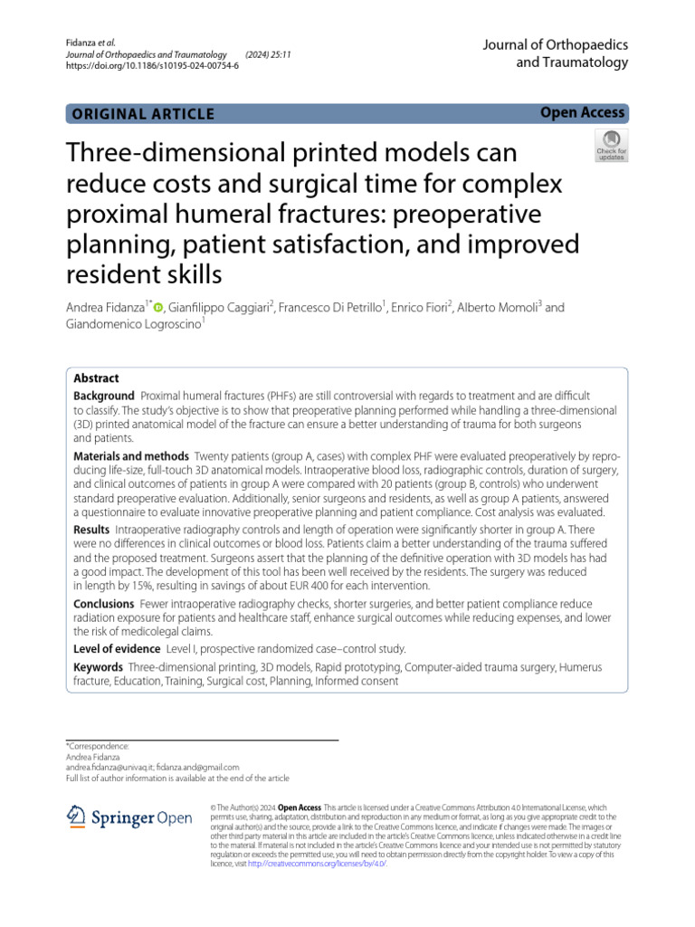 Three-Dimensional Printed Models Can Reduce Costs and Surgical Time For Complex | PDF | Surgery ...