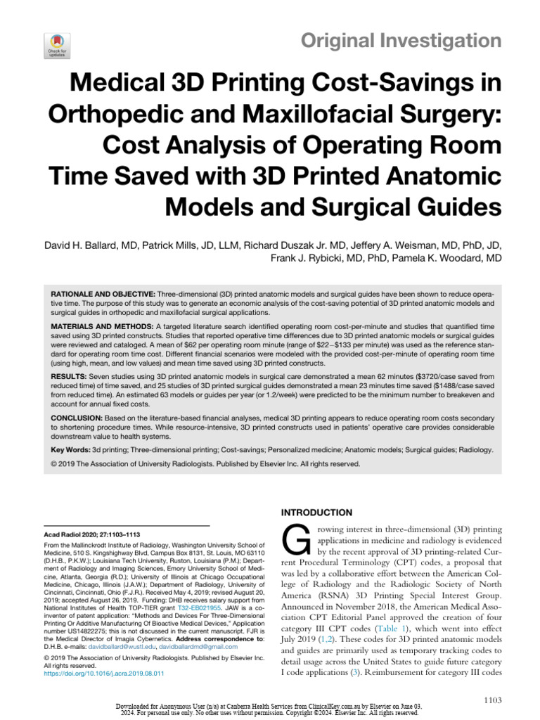 Medical 3D Printing Cost-Savings in Orthopaedic and Maxfax Surgery Cost ...