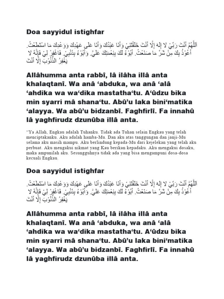 Doa Sayyidul Istighfar | PDF