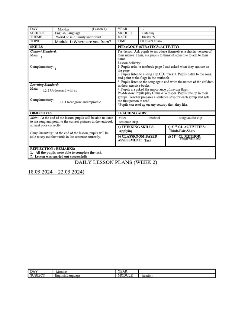 RPH Week 2 | PDF | Phonics | Teachers