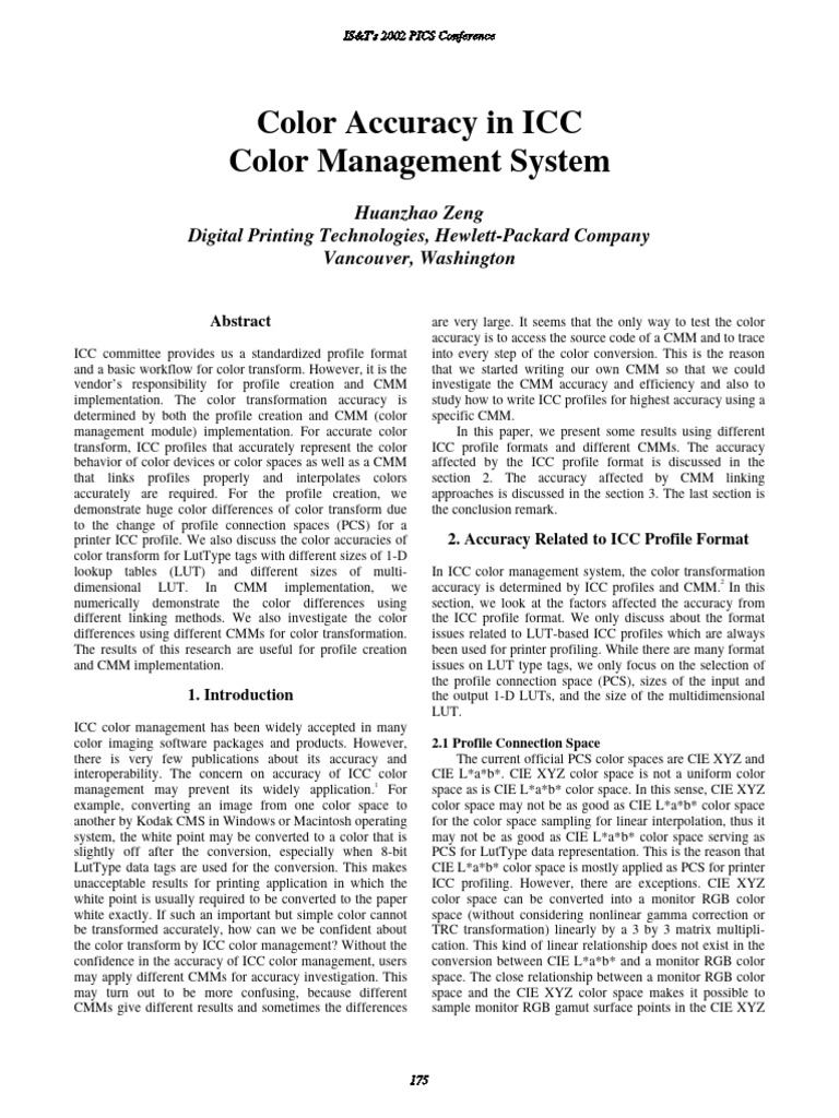 Color Accuracy in ICC Color Management System | PDF | Rgb Color Model ...