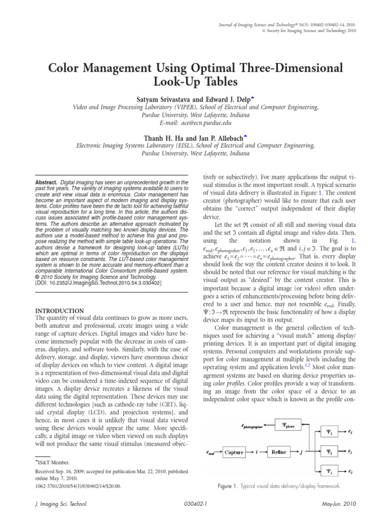 Color Management Using Optimal Three-Dimensional Look-Up Tables | PDF | Rgb Color Model | Vision