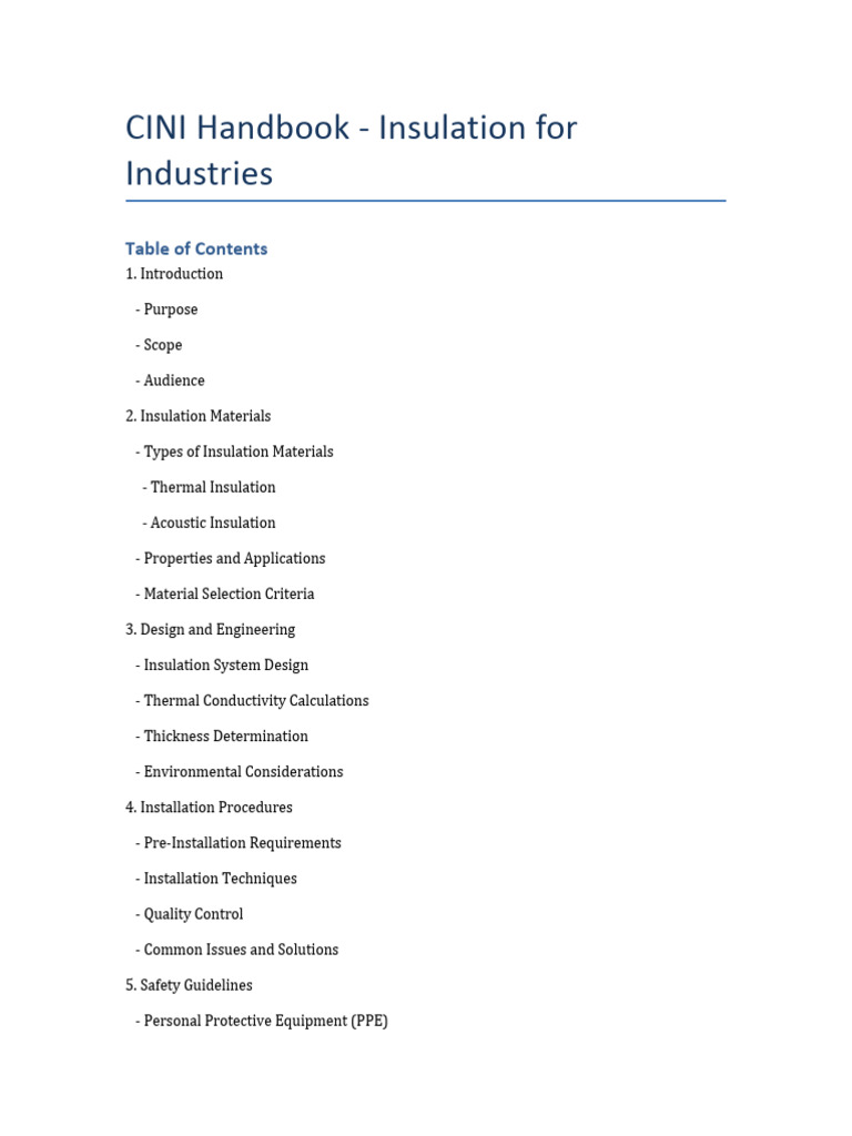 CINI Handbook Template | PDF | Thermal Insulation | Personal Protective ...