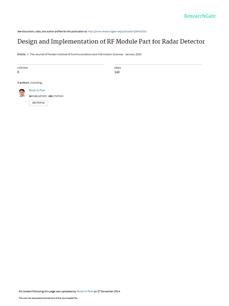 Design and Implementation of RF Module Part For Ra | PDF