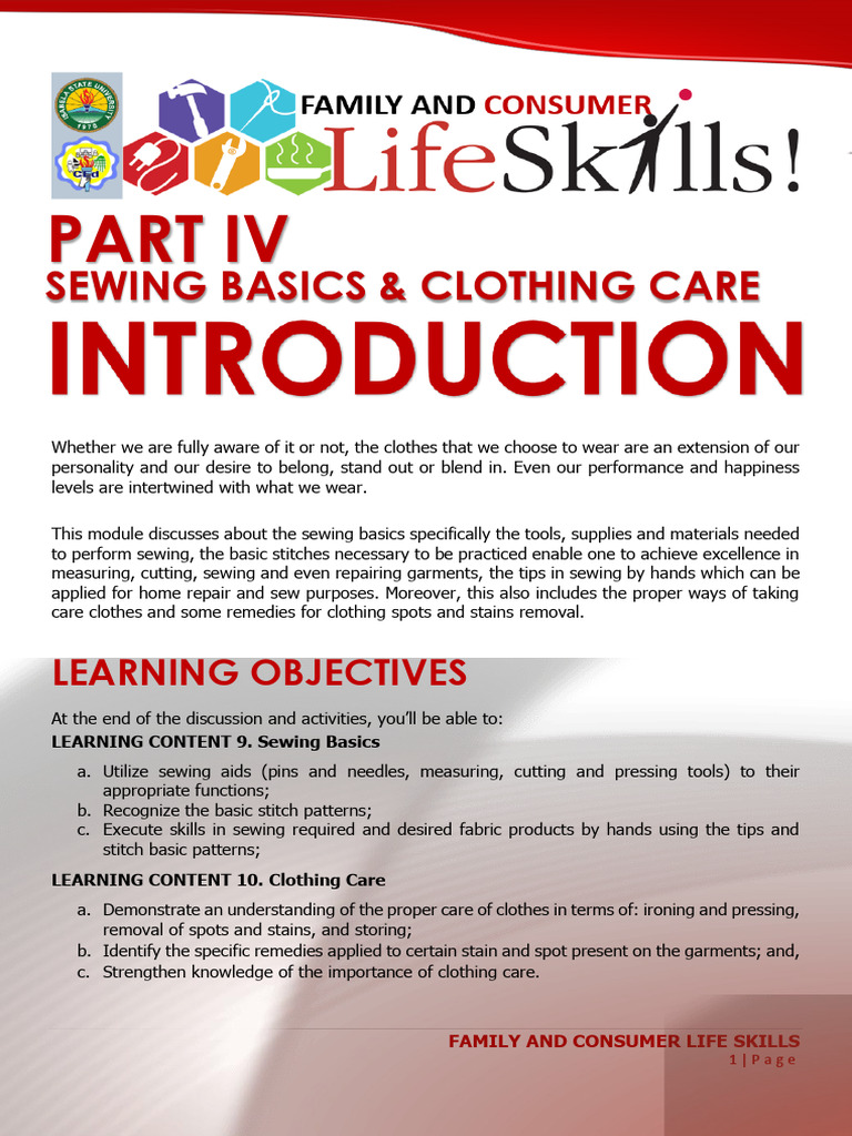 Sewing Basics and Clothing Care Guide | PDF | Sewing | Seam (Sewing)