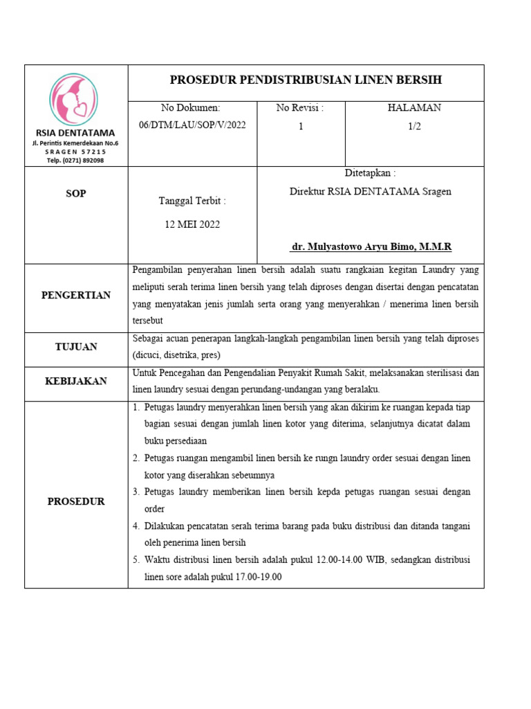 Distribusi Linen Bersih | PDF