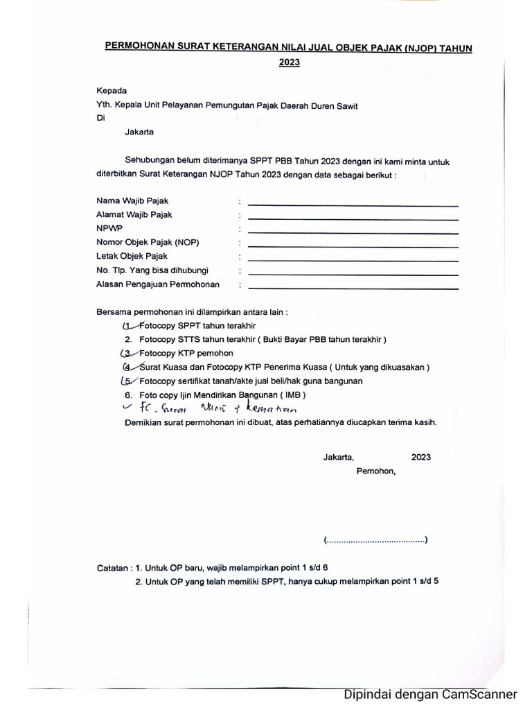 Formulir SK NJOP | PDF