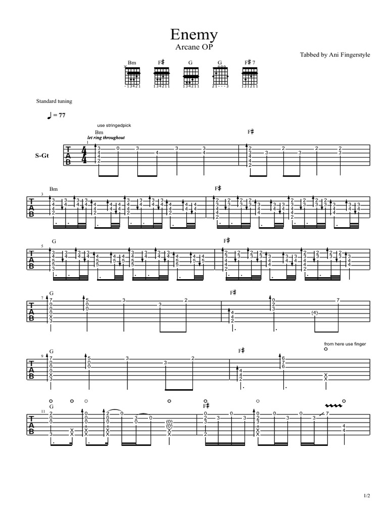 'Enemy' by Ani Fingerstyle | PDF | Irish Musical Instruments