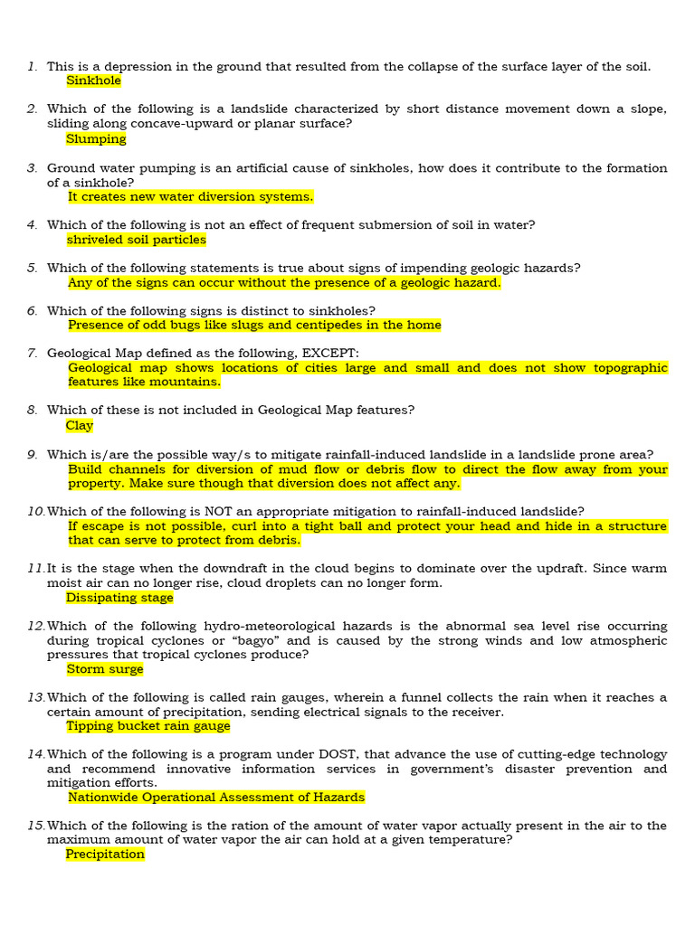 Reviewer-DRRR-2nd-Q | PDF | Emergency Management | Landslide