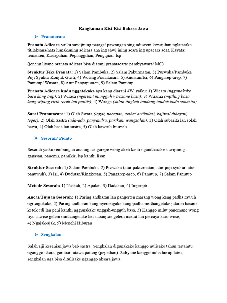 Rangkuman Kisi BJawa | PDF