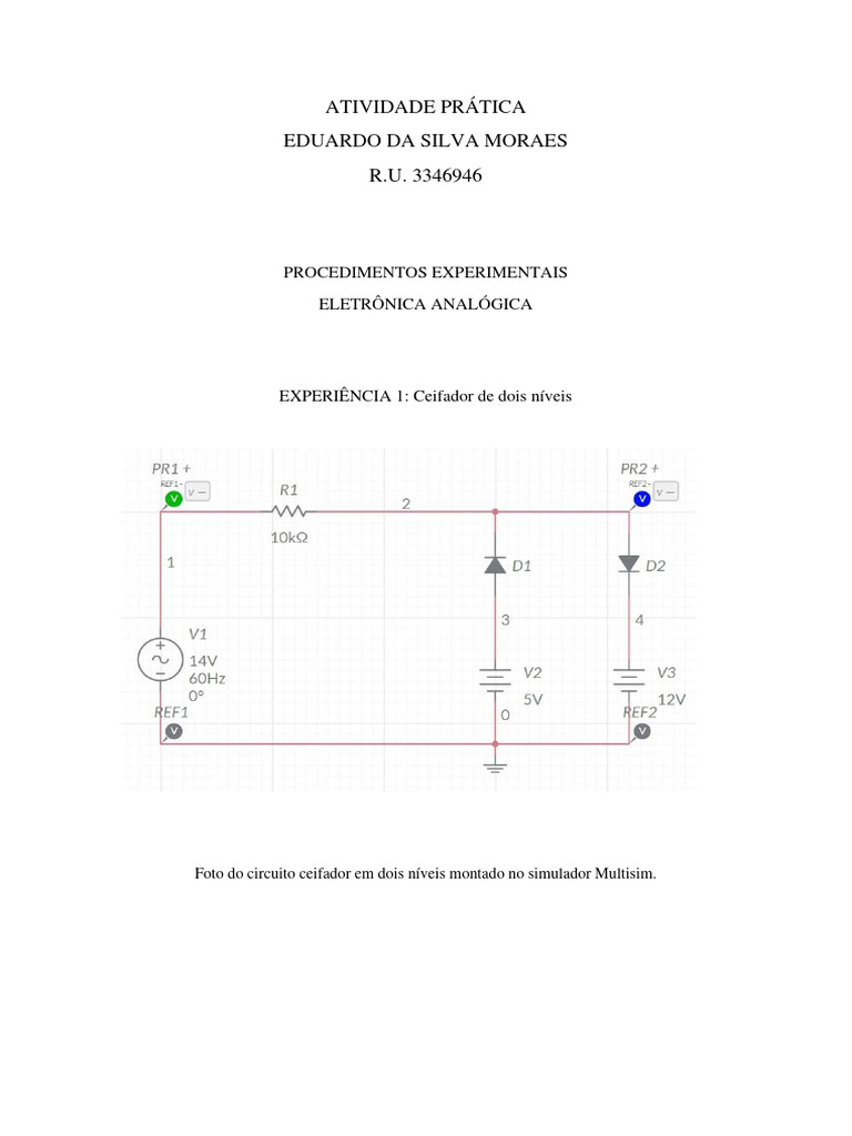 Atividade Prática Eletrônica Analógica | PDF | Amplificador operacional | Rede elétrica