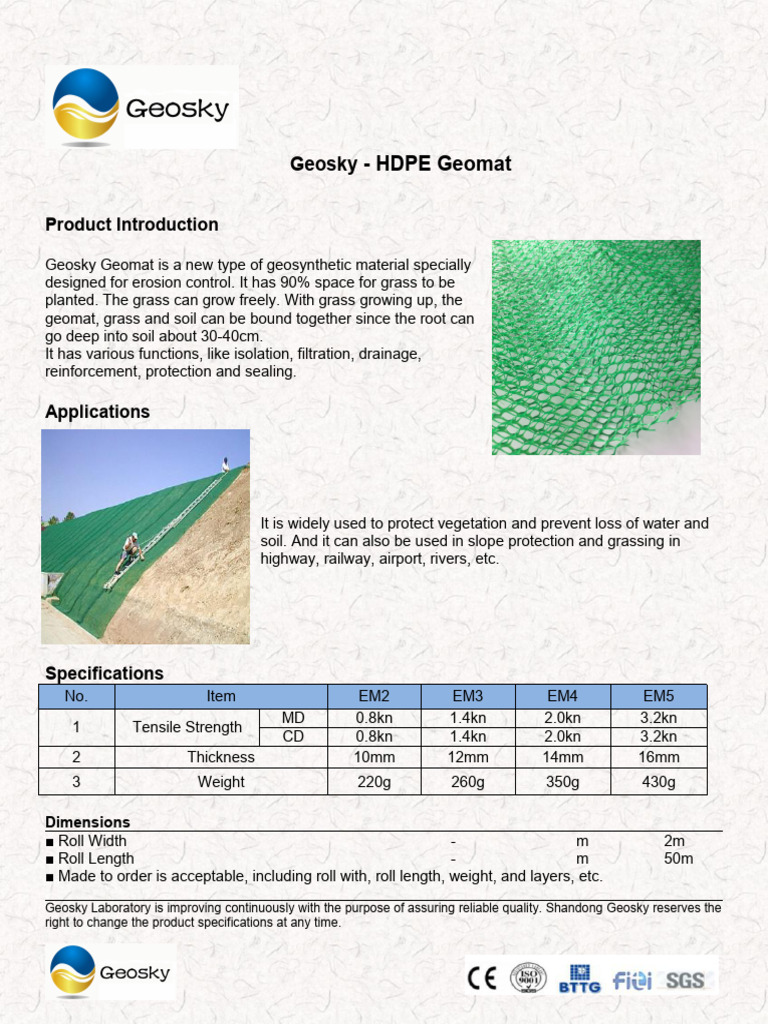 Data Sheet Geomat | PDF