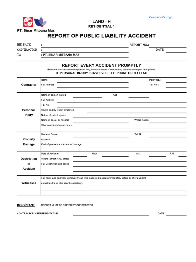 Accident Report for PT. Sinar Mitbana Mas | PDF