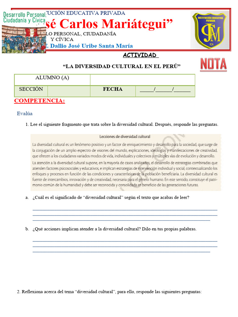 Ficha Diversidad Cultural | PDF | Ciencias sociales