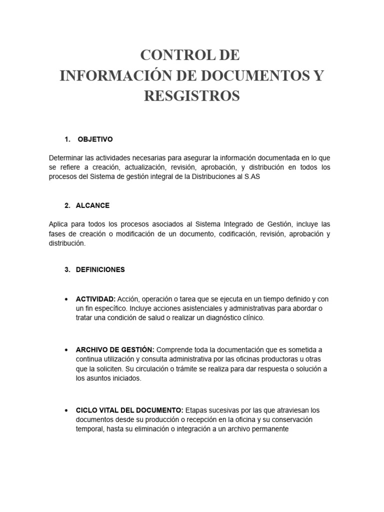 Control de Informacion de Documentos y Registros | PDF | Información ...