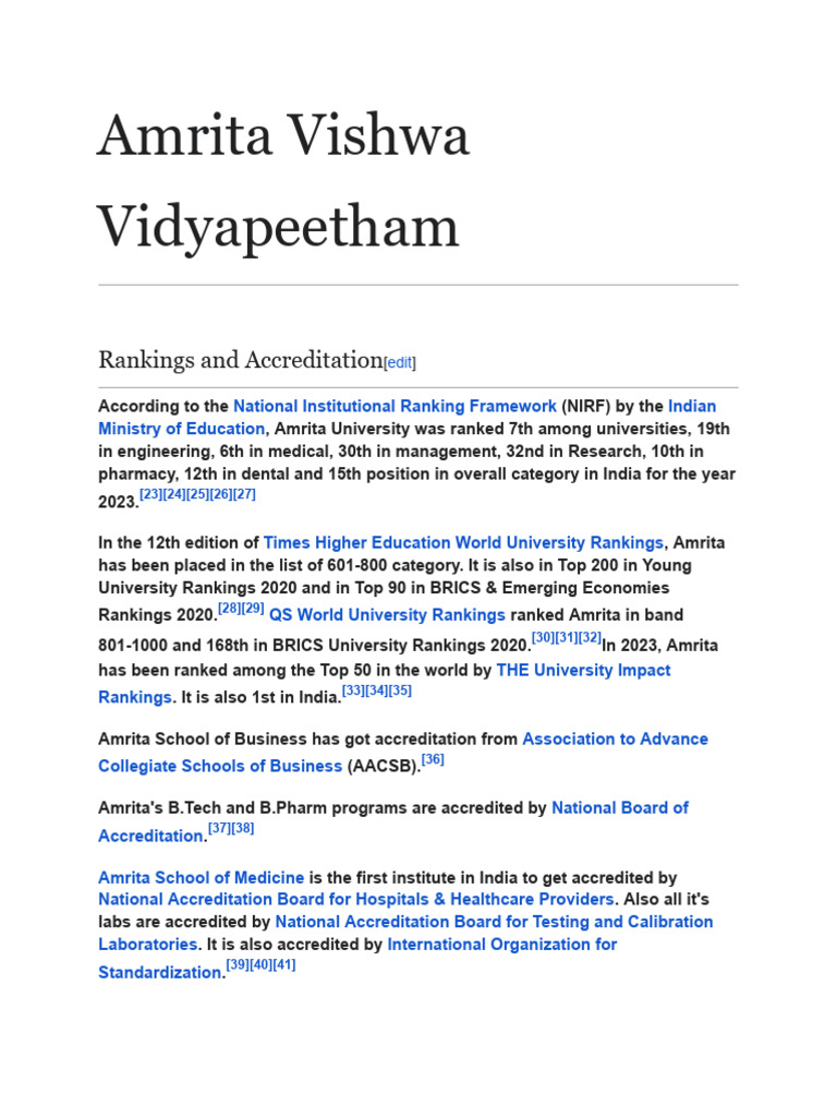 Amrita Vishwa Vidyapeetham rankings | PDF