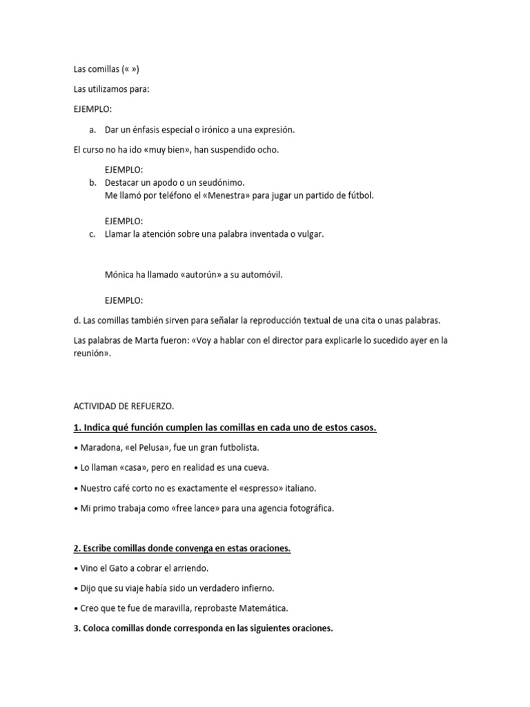 El Uso de Las Comillas. | PDF | Artes del Lenguaje y Comunicación ...