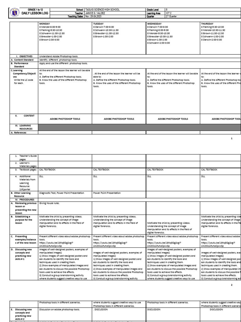 DLL Tle-Ict Week - Q2 | PDF | Adobe Photoshop | Image Editing