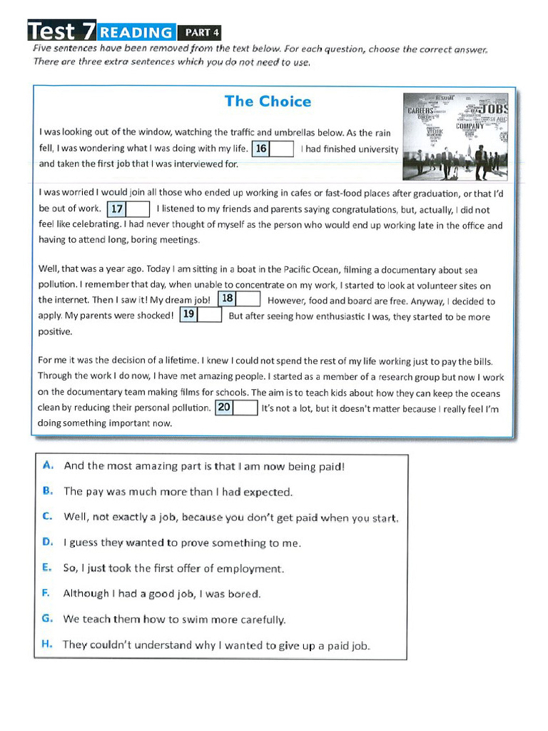 Key For TEST 7 PART 4 | PDF