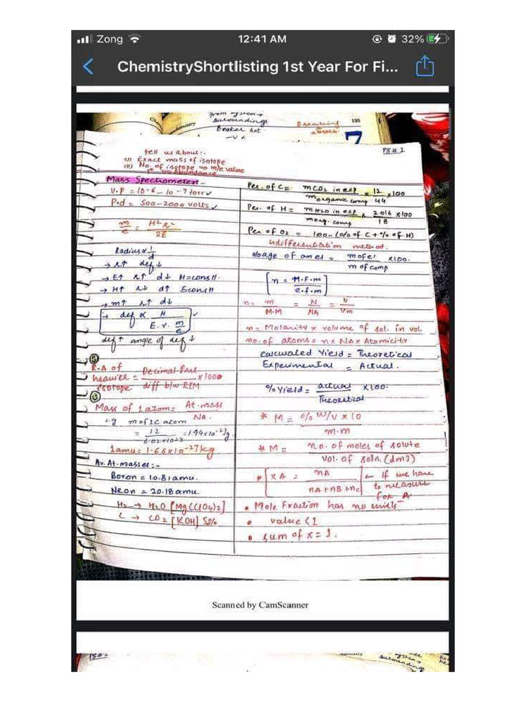 Chemistry Handwritten Short Notes (MDCAT ASPIRE AVENUE) | PDF