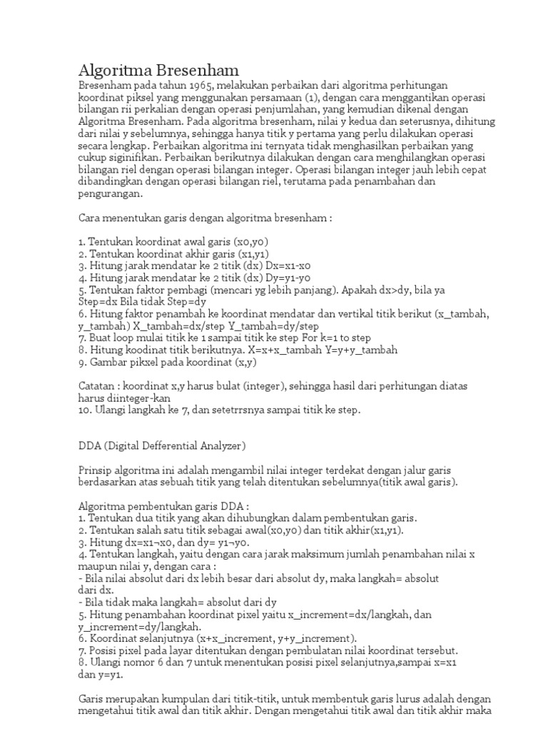 Algoritma Bresenham | PDF