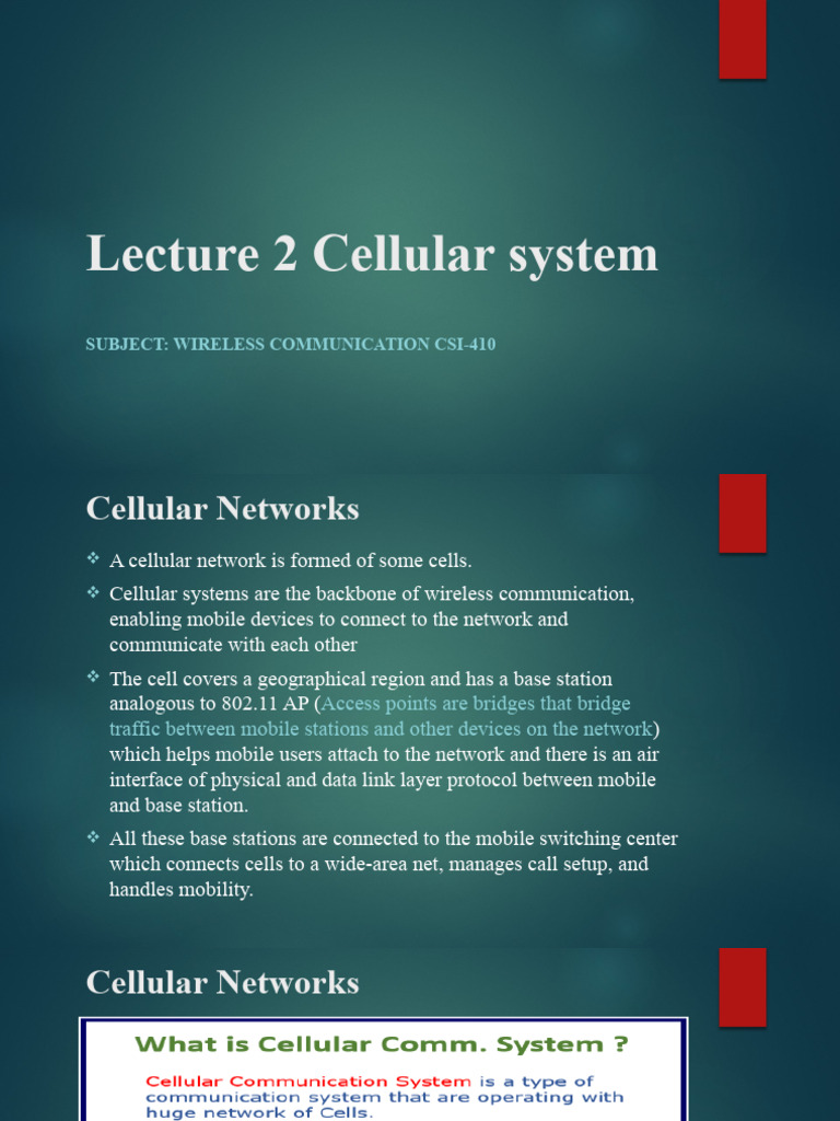 Overview of Cellular Network Systems | PDF | Cellular Network | Computer Network
