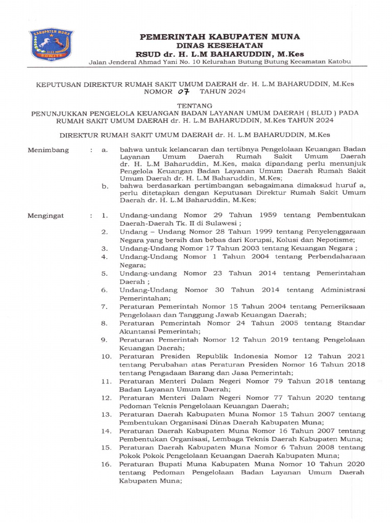 SK Pengelola BLUD | PDF