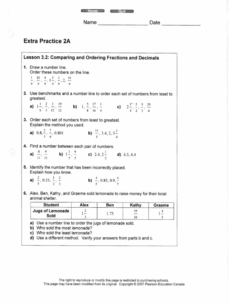 3.2 Ordering Fractions and Decimals | PDF