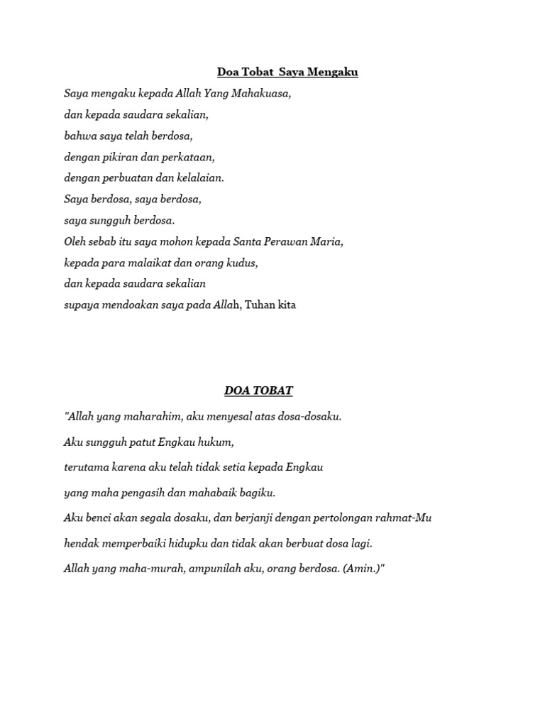 Doa Tobat Katolik Saya Mengaku | PDF | Agama & Spiritualitas