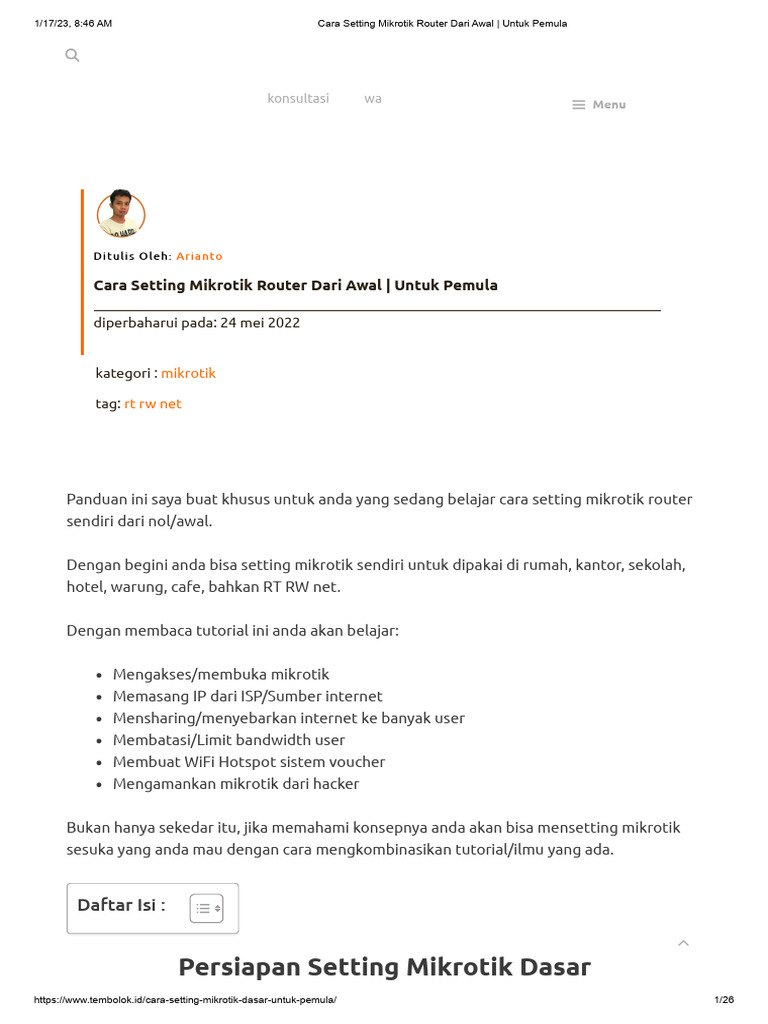 Cara Setting Mikrotik Router Dari Awal _ Untuk Pemula | PDF