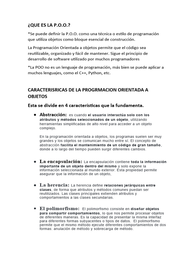 Que Es Poo | PDF | Objeto (informática) | Programación orientada a objetos