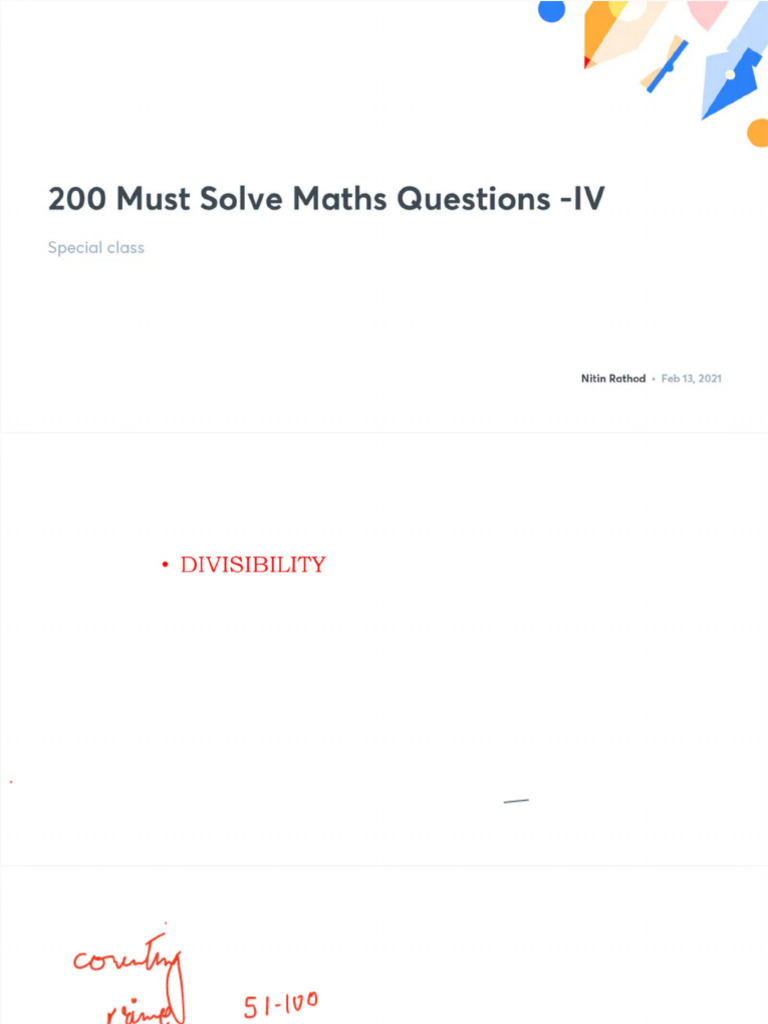 200 Must Solve Maths Questions IV With Anno | PDF