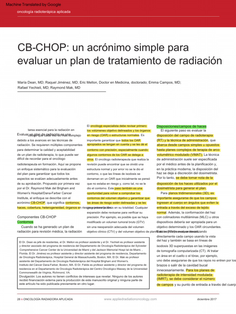 CB-CHOP Español | PDF | Terapia de radiación | Oncología