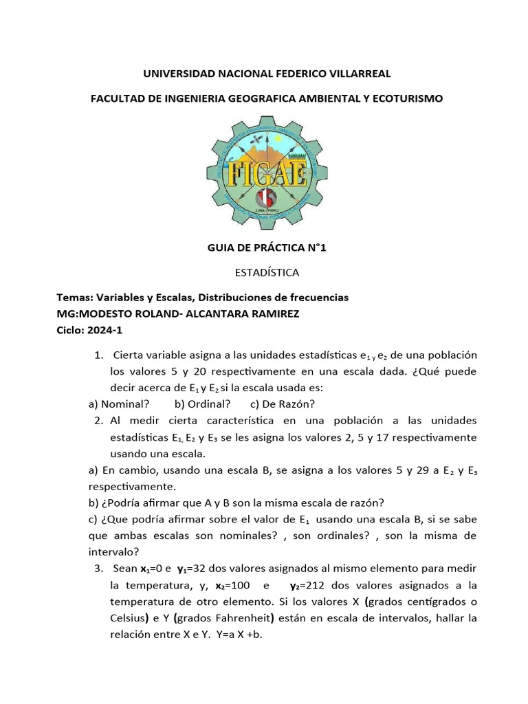GUÍA PRÁCTICA N1 ESTADÍSTICA BÁSICA-2023 -2-UNFV | Descargar gratis PDF | Celsius | Estadísticas