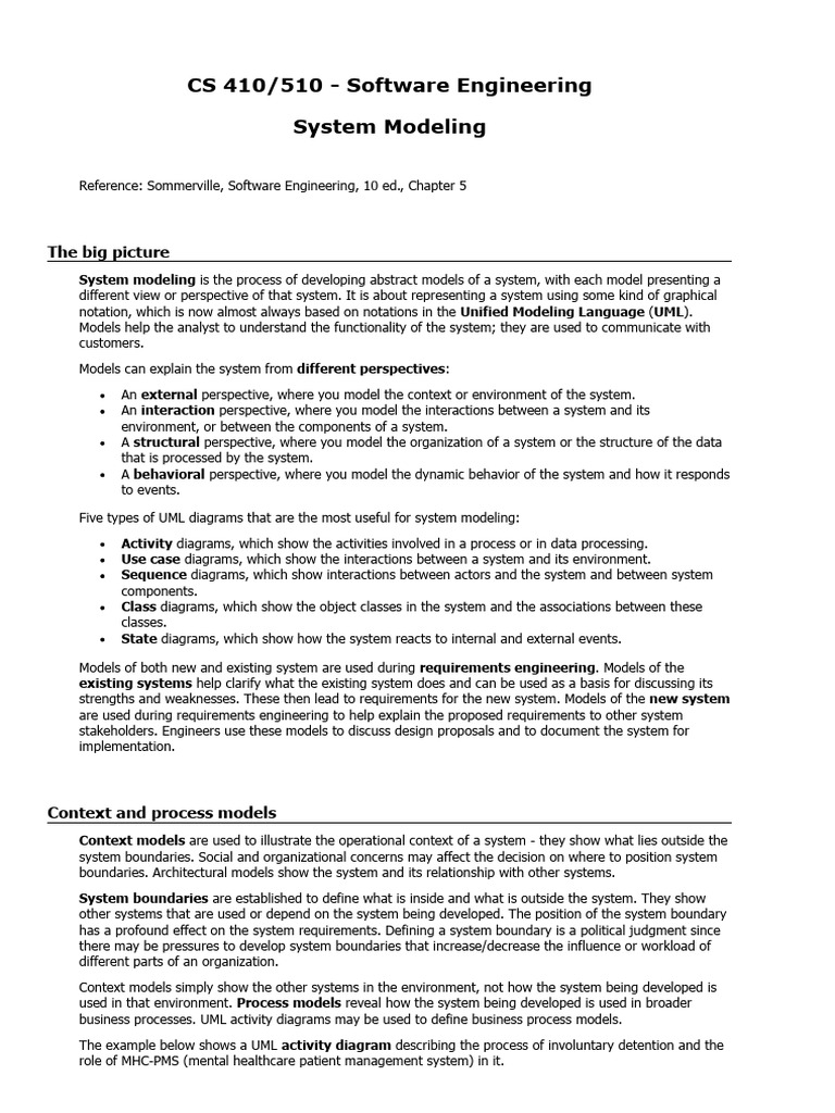 6 - System Modeling | PDF | Class (Computer Programming) | Use Case