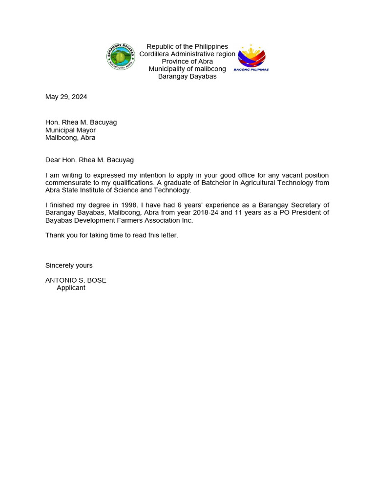 APPLICTION LETTER | PDF