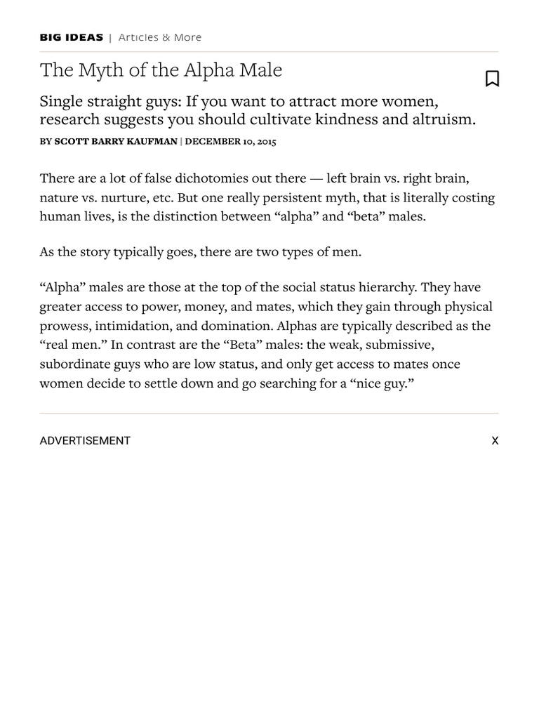 Debunking the Alpha Male Myth | PDF | Romance (Love) | Pride