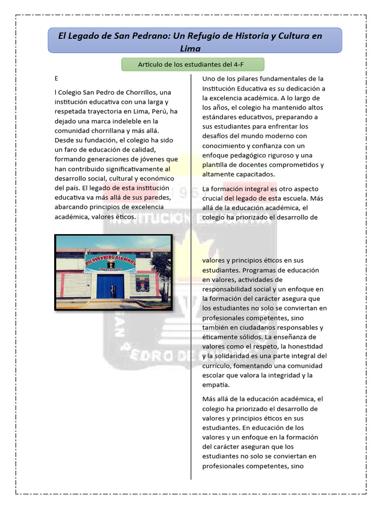 El Legado de San Pedrano | PDF | Escuelas | Plan de estudios