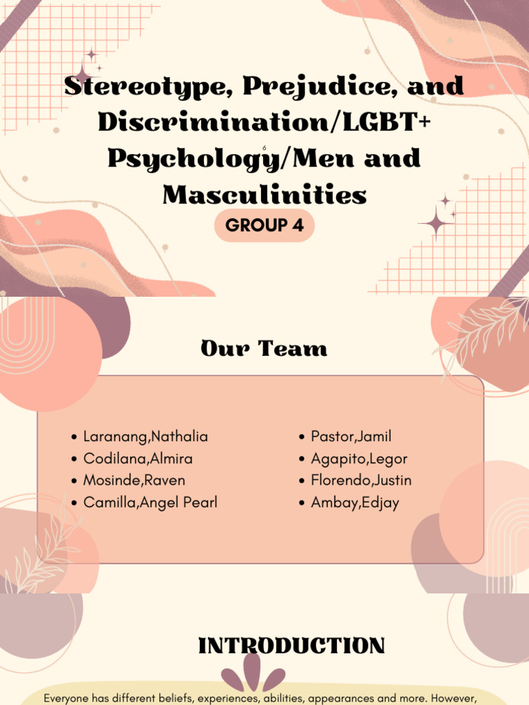 UNDERSTANDING ABOUT STEREOTYPES,PREJUDICE,AND DISCRIMINATION | PDF | Masculinity | Prejudices