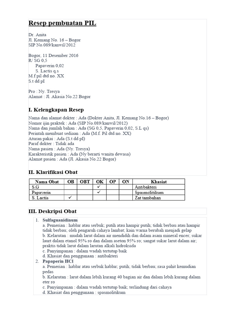 Resep Pembuatan PIL | PDF