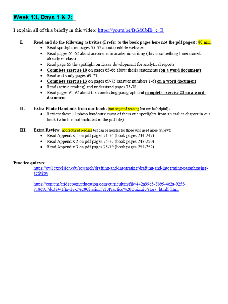 Week 13 Academic Writing Activities | PDF
