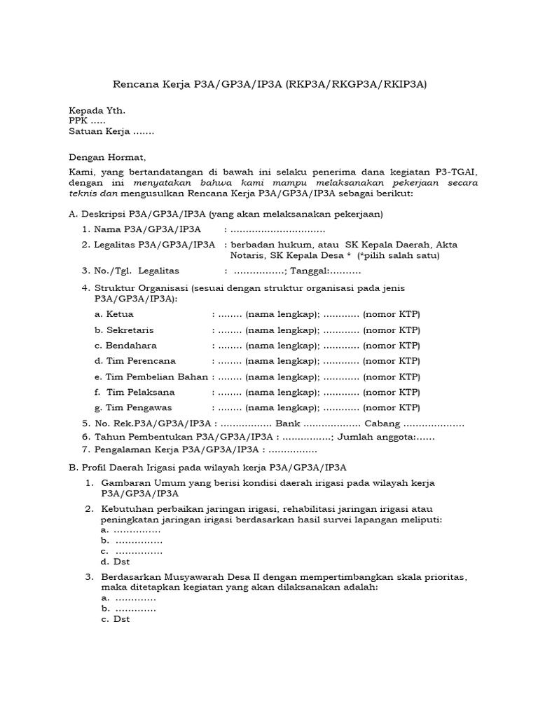 Rencana Kerja P3A Format 8 | PDF