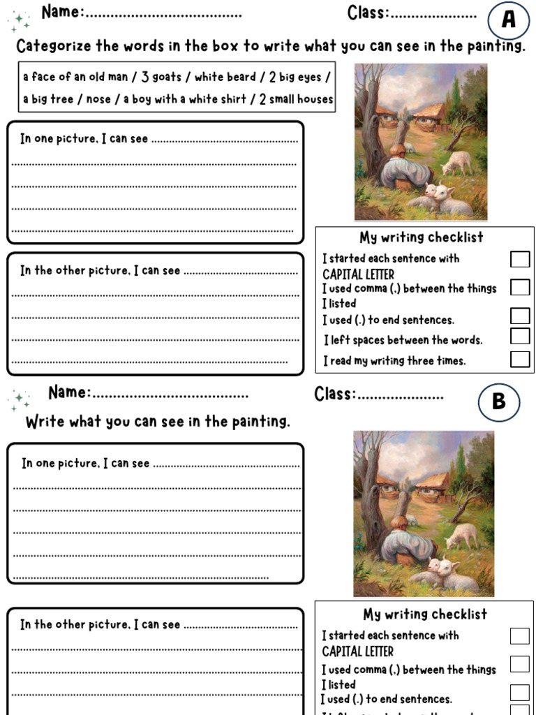 Categorize The Words in The Box To Write What You Can See in The ...
