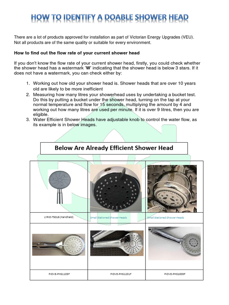 Guide To Shower Head Assessment | PDF | Home & Garden | Computers
